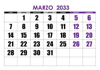 Calendario 2033 – freevector.ru