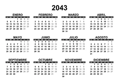 Calendario 2043 – freevector.ru