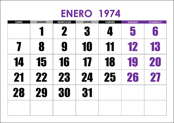 Calendario 1974 – freevector.ru