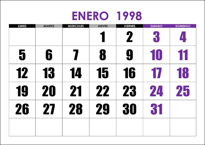 Calendario 1998 – freevector.ru