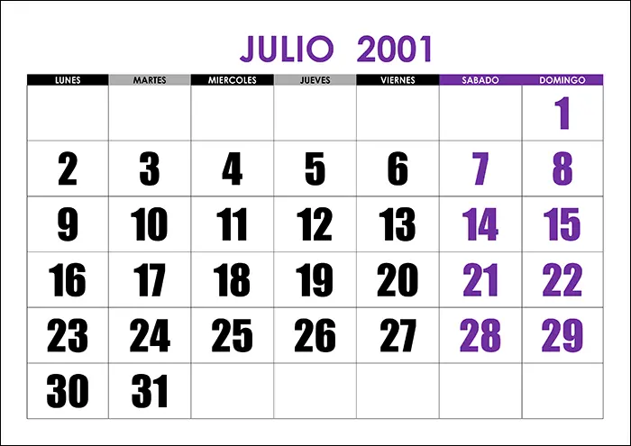 Calendario 2001 – freevector.ru