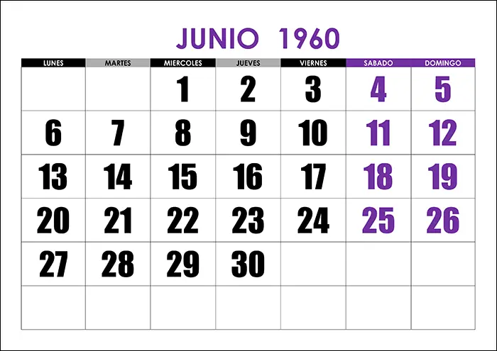Calendario 1960 – freevector.ru
