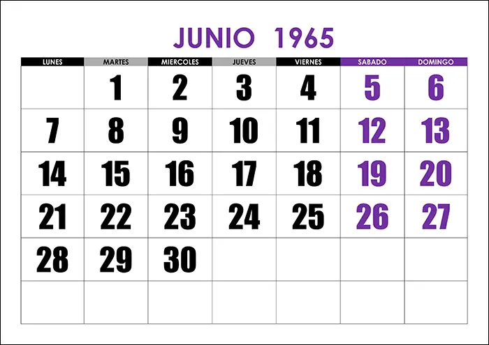Calendario 1965 – freevector.ru