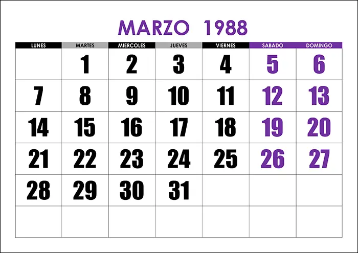 Calendario 1988 – freevector.ru
