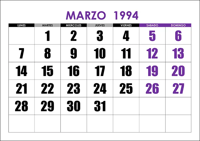 Calendario 1994 – freevector.ru