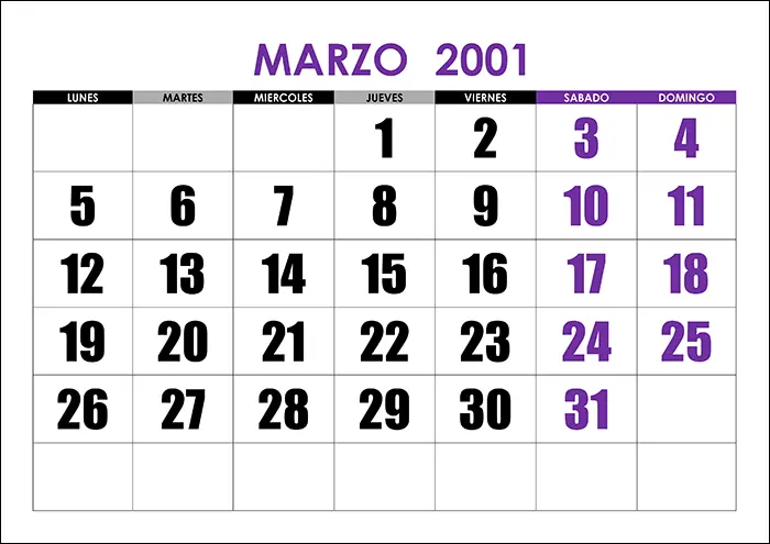 Calendario 2001 – freevector.ru