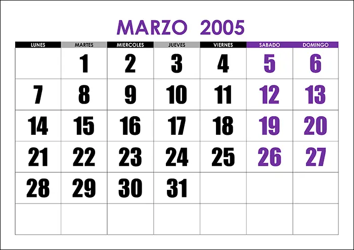 Calendario 2005 – freevector.ru