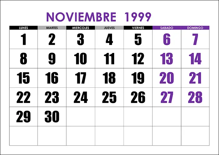 Calendario 1999 – freevector.ru