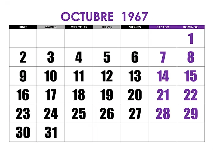 Calendario 1967 – freevector.ru